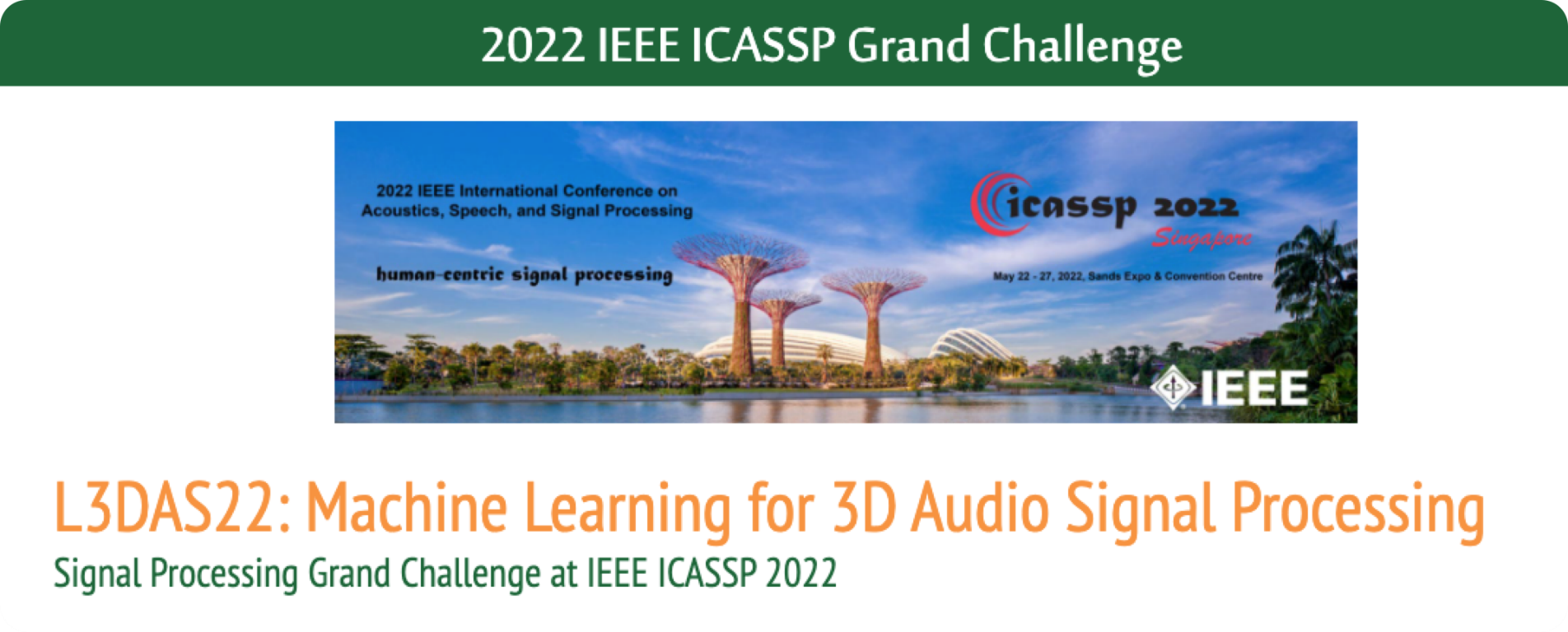 中国科学院噪声与振动重点实验室Lab9_DSP411团队在ICASSP 2022 L3DAS22 Challenge中夺冠--中国科学院声学研究所